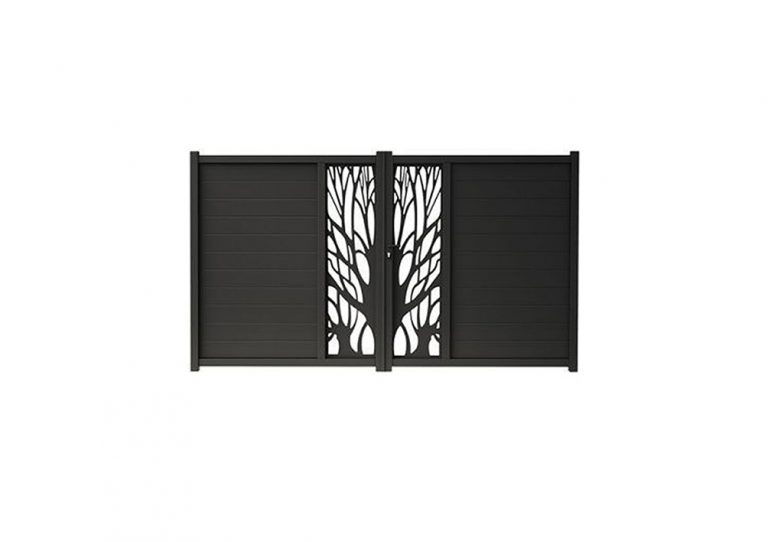 Portail aluminium double battant motif "Arbre" - Euro-Négoces Uzès